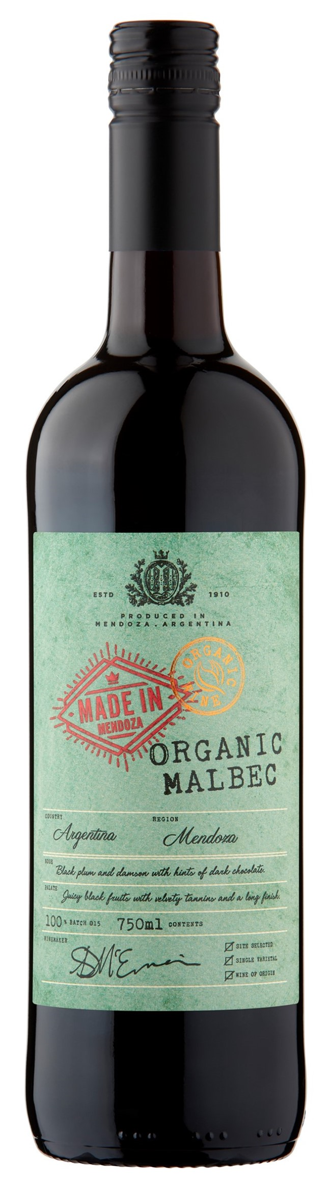 Made in Mendoza Organic Malbec 75cl – Distillers Direct